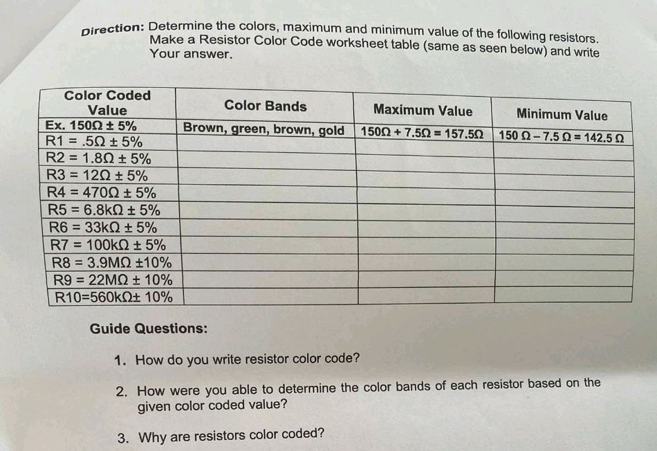 Direction Determine the colors maximum and | StudyX