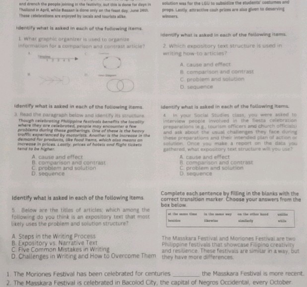 Identify what is asked in each of the | StudyX