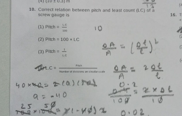 10 Correct relation between pitch and least | StudyX
