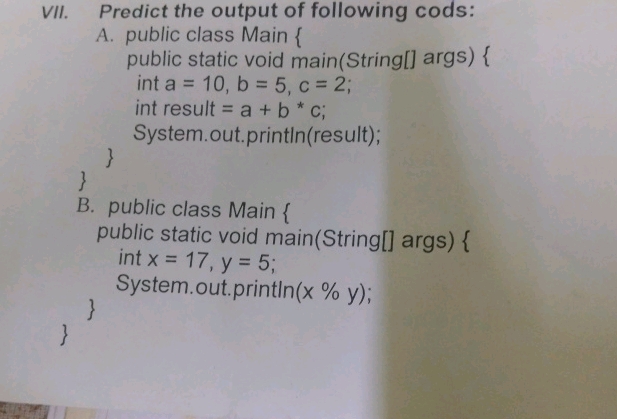 Predict the output of following cods A | StudyX