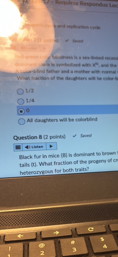 Question 7 (2 points) Red-green color | StudyX