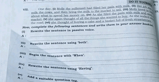 VII One day (i) Molly the milkmaid had | StudyX