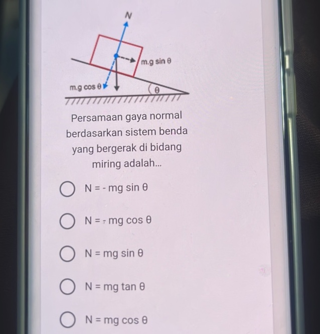 Persamaan gaya normal berdasarkan sistem | StudyX