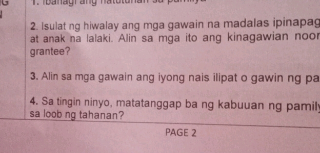 2 Isulat ng hiwalay ang mga gawain na | StudyX