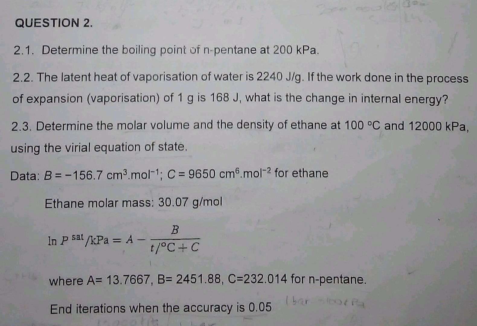 QUESTION 2 21 Determine the boiling point of | StudyX
