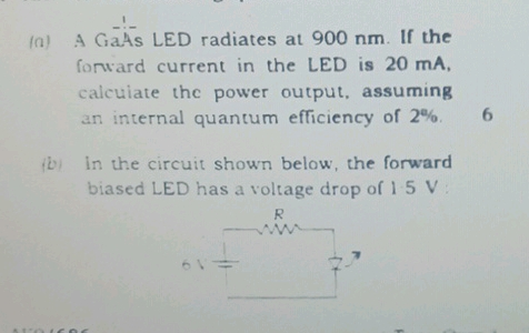 (a) A GaAs LED radiates at 900 nm If the | StudyX