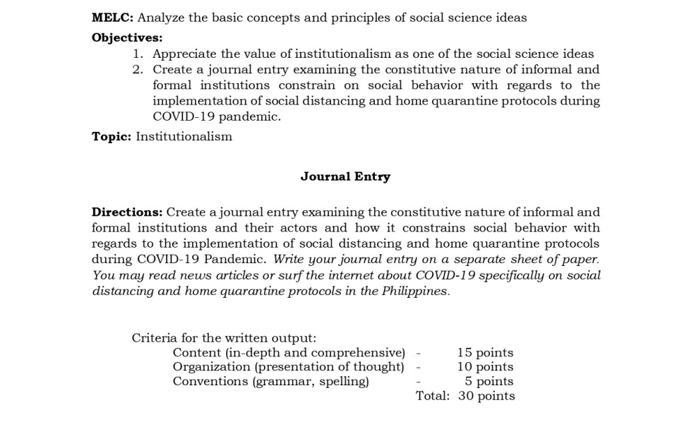 MELC Analyze the basic concepts and | StudyX