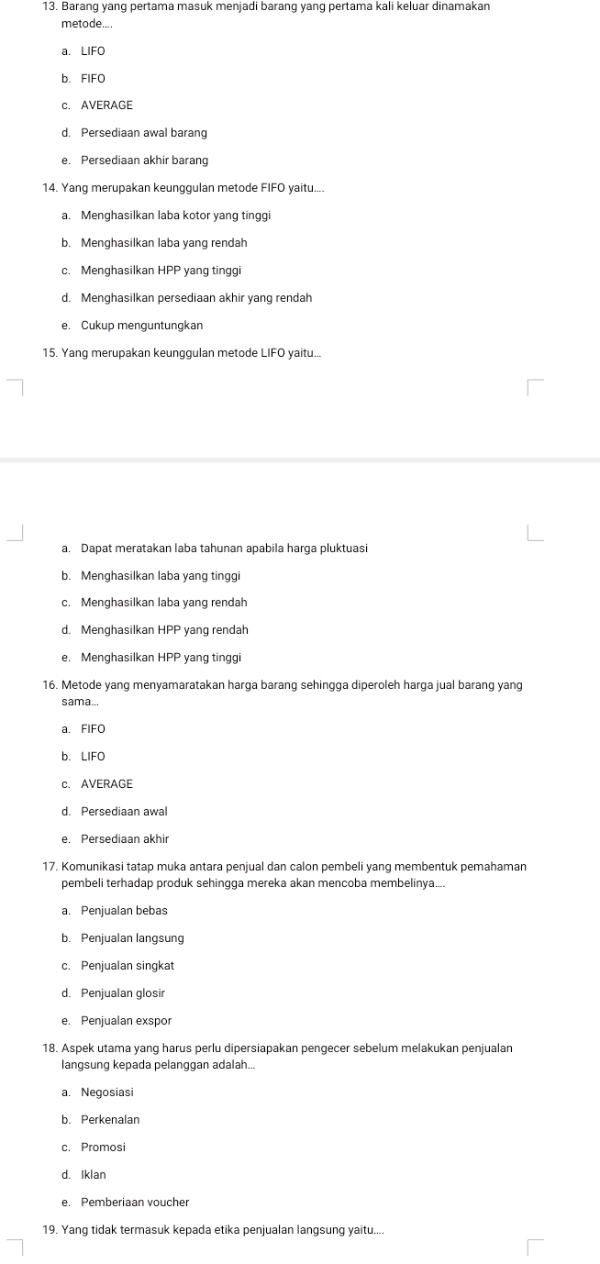 13 Barang yang pertama masuk menjadi barang | StudyX