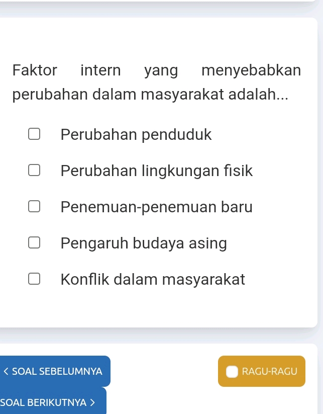 Faktor intern yang menyebabkan perubahan | StudyX