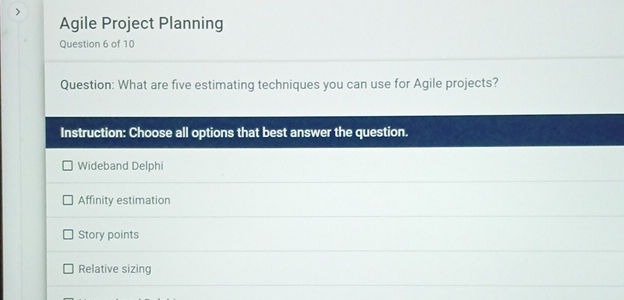Agile Project PlanningQuestion 6 of | StudyX