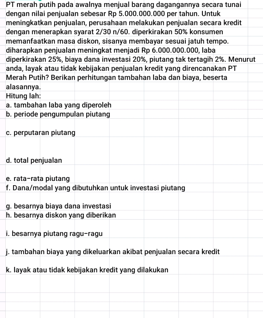 PT merah putih pada awalnya menjual barang | StudyX