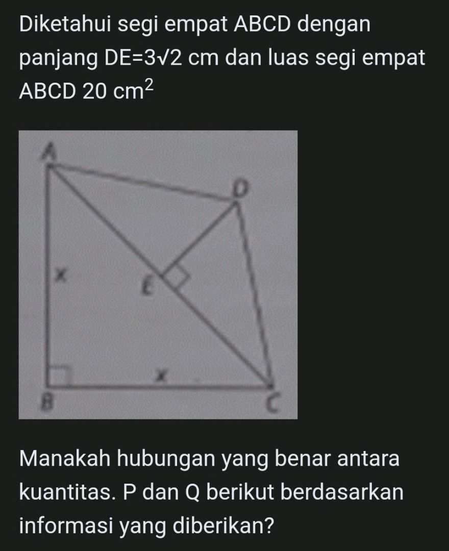 Diketahui segi empat ABCD dengan panjang | StudyX