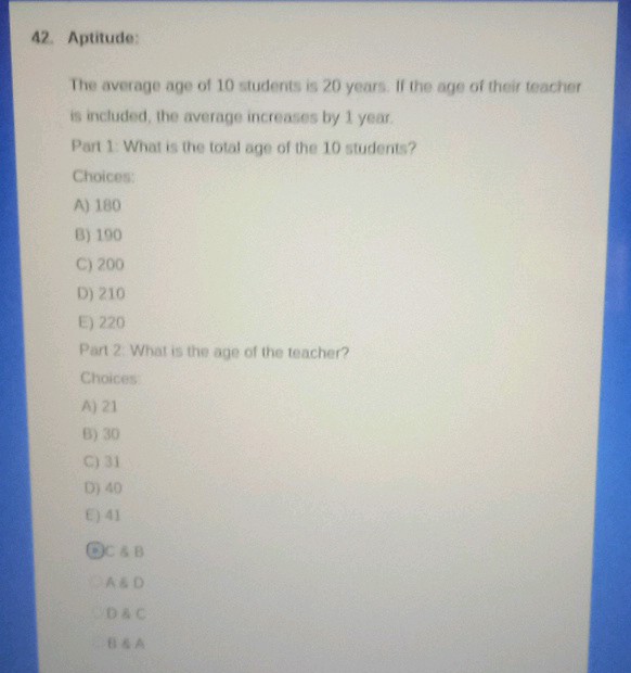 42 Aptitude The average age of 10 students | StudyX