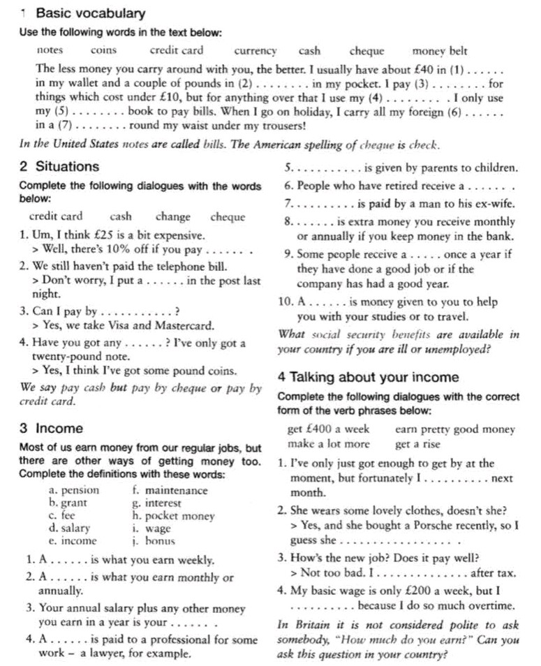 1 Basic vocabulary Use the following words | StudyX