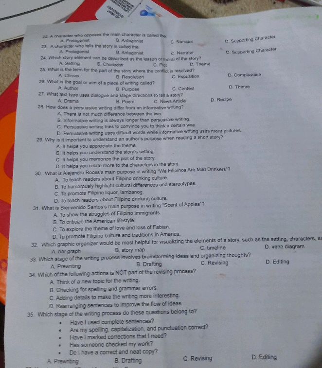 22 A character who opposes the main | StudyX