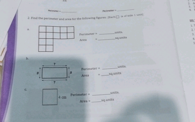 2 Find the perimeter and area for the | StudyX