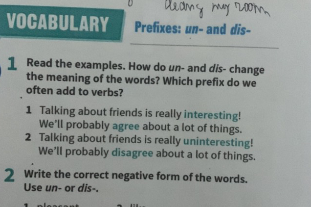 VOCABULARYPrefixes un- and dis-1 Read the | StudyX