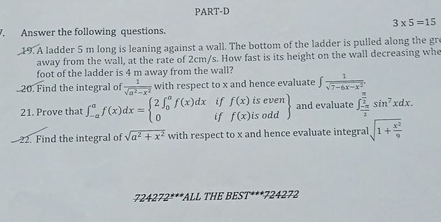 19 A ladder 5 m long is leaning against a | StudyX