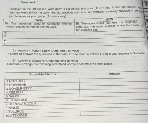 Exercise 1 Direction In the left column | StudyX