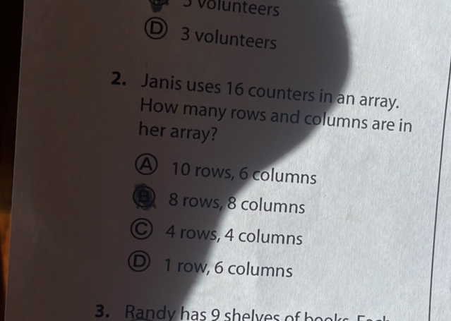 2 Janis uses 16 counters in an array How | StudyX