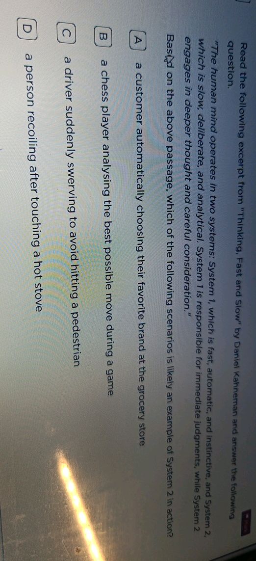 Read the following excerpt from Thinking | StudyX