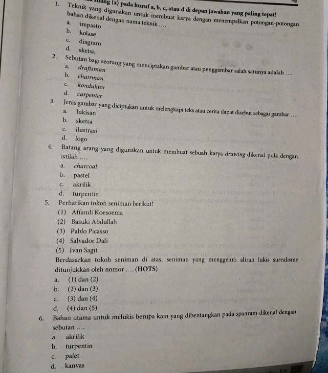 1 Teknik yang digunakan untuk membuat karya | StudyX