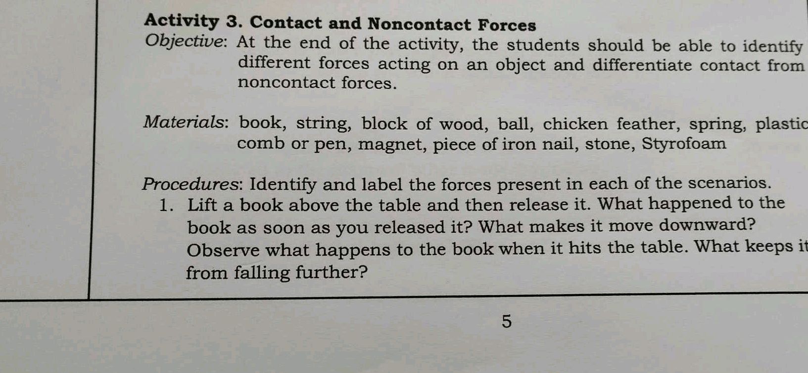 Activity 3 Contact and Noncontact Forces | StudyX