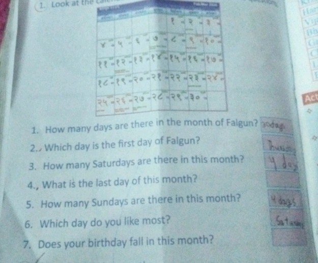 1 Look at the calendar of Falgun given below | StudyX