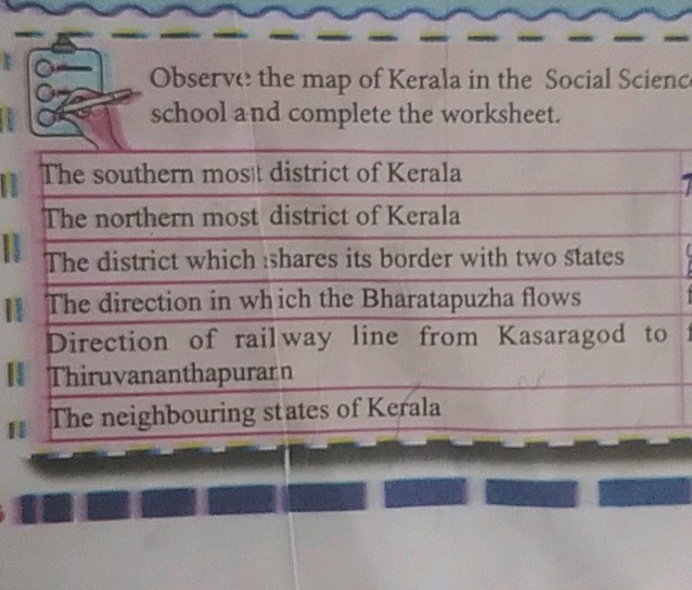 Observe the map of Kerala in the Social | StudyX