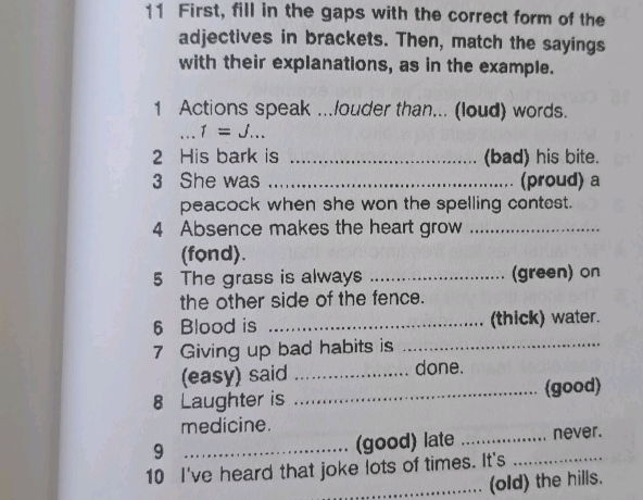 11 First fill in the gaps with the correct | StudyX