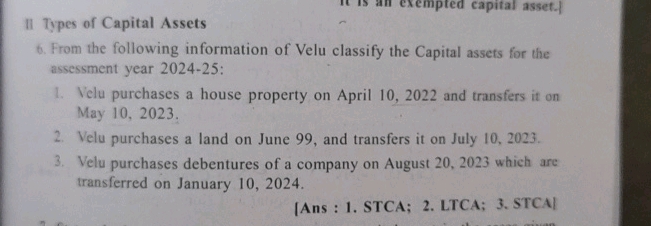 II Types of Capital Assets 6 From the | StudyX