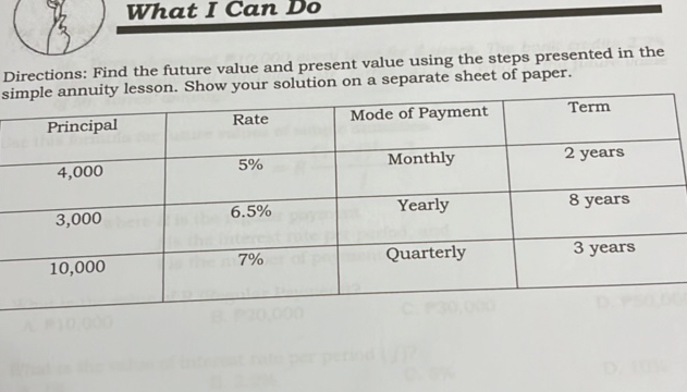 Directions Find the future value and present | StudyX