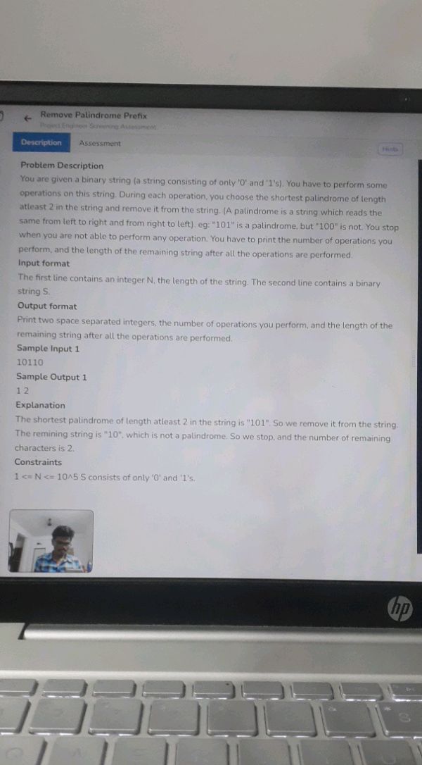 Remove Palindrome Prefix Problem Description | StudyX