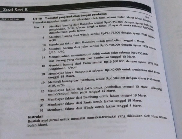 Soal Seri B BUKU BESAR 56-18 Transaksi yang | StudyX