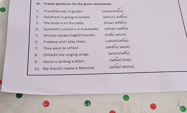 III Frame questions for the given statements | StudyX