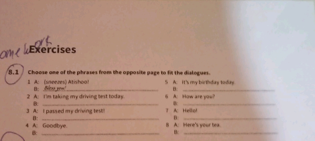 Choose one of the phrases from the opposite | StudyX