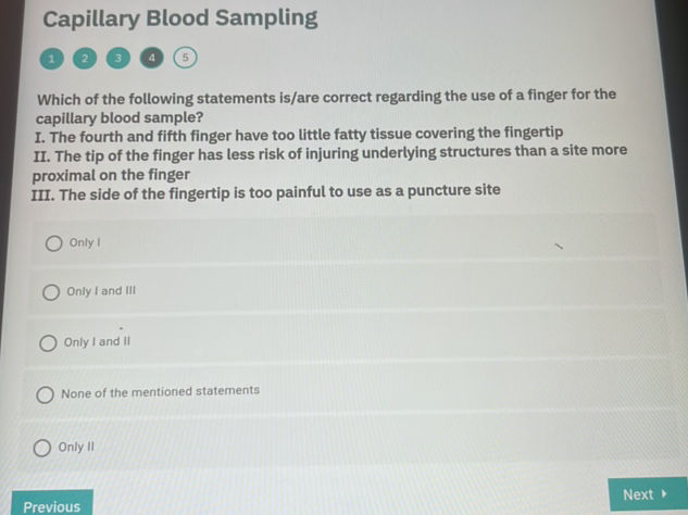 Capillary Blood Sampling 1 2 3 4 5 Which of | StudyX