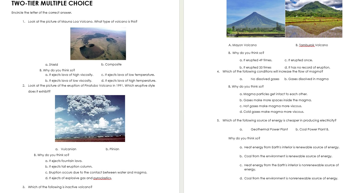 TWO-TIER MULTIPLE CHOICE Encircle the letter | StudyX