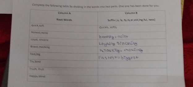 Complete the following table by dividing the | StudyX
