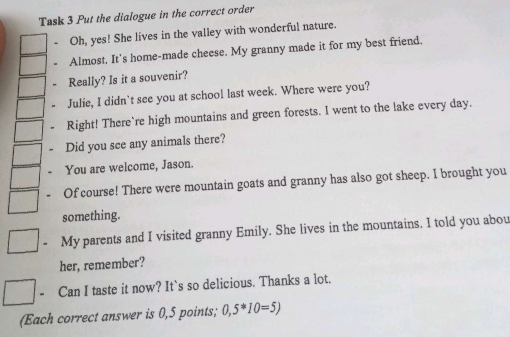 Task 3 Put the dialogue in the correct order | StudyX