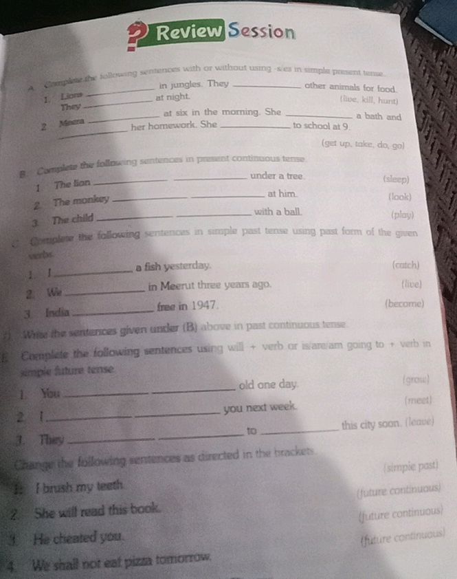 Review Session A Complete the following | StudyX