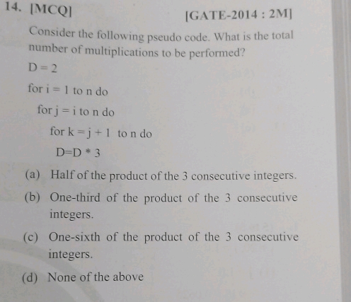 14 MCQ GATE-2014 2M Consider the following | StudyX