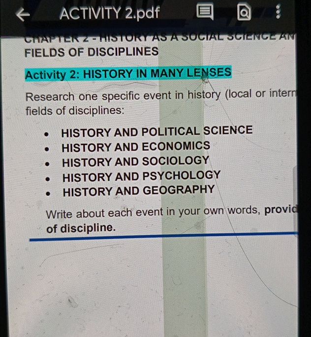 Activity 2 HISTORY IN MANY LENSES Research | StudyX