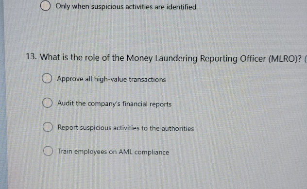 13 What is the role of the Money Laundering | StudyX