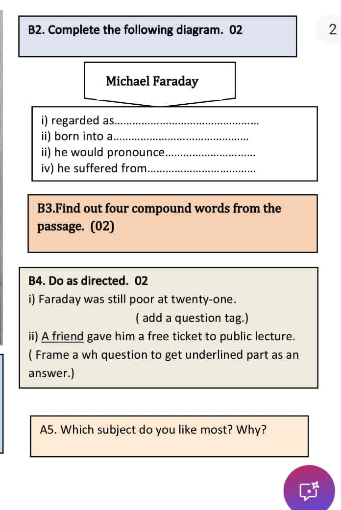 B2 Complete the following diagram 02 Michael | StudyX
