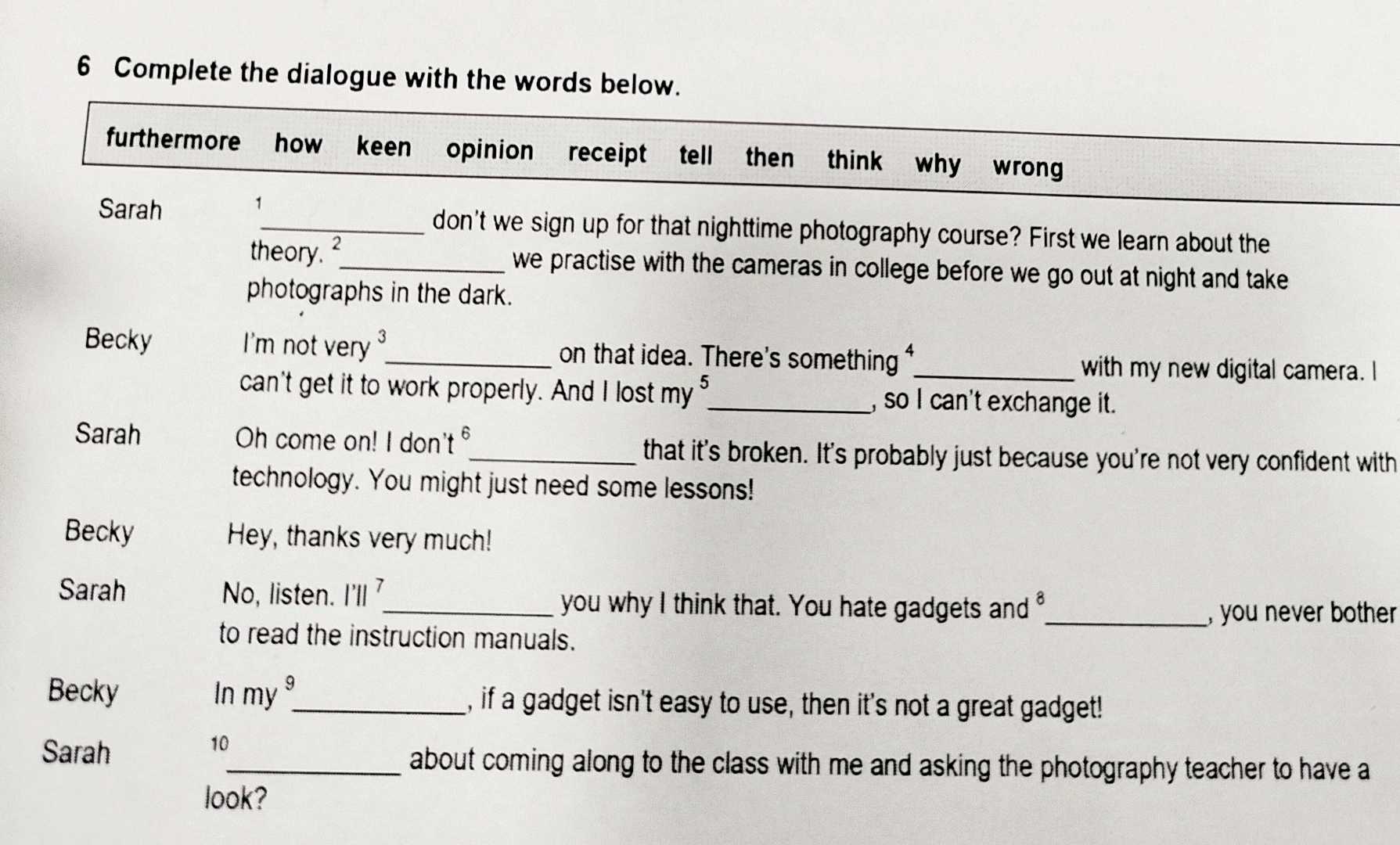 6 Complete the dialogue with the words below | StudyX