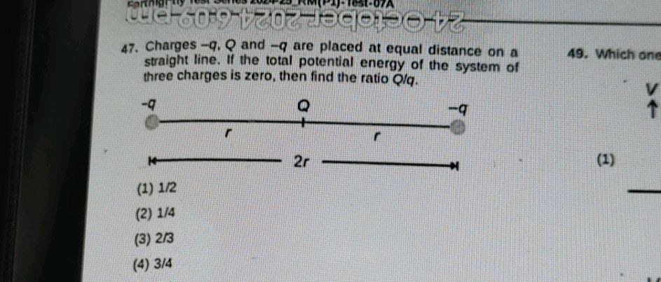 47 Charges -q Q and -q are placed at equal | StudyX