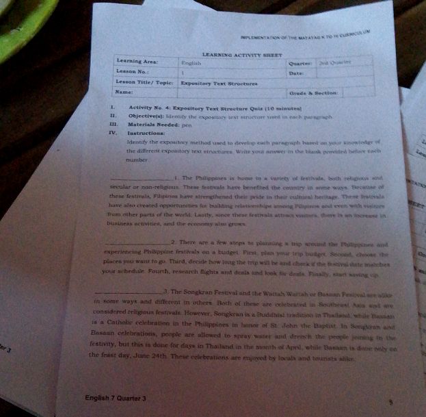 Activity No 4 Expository Text Structure Quiz | StudyX