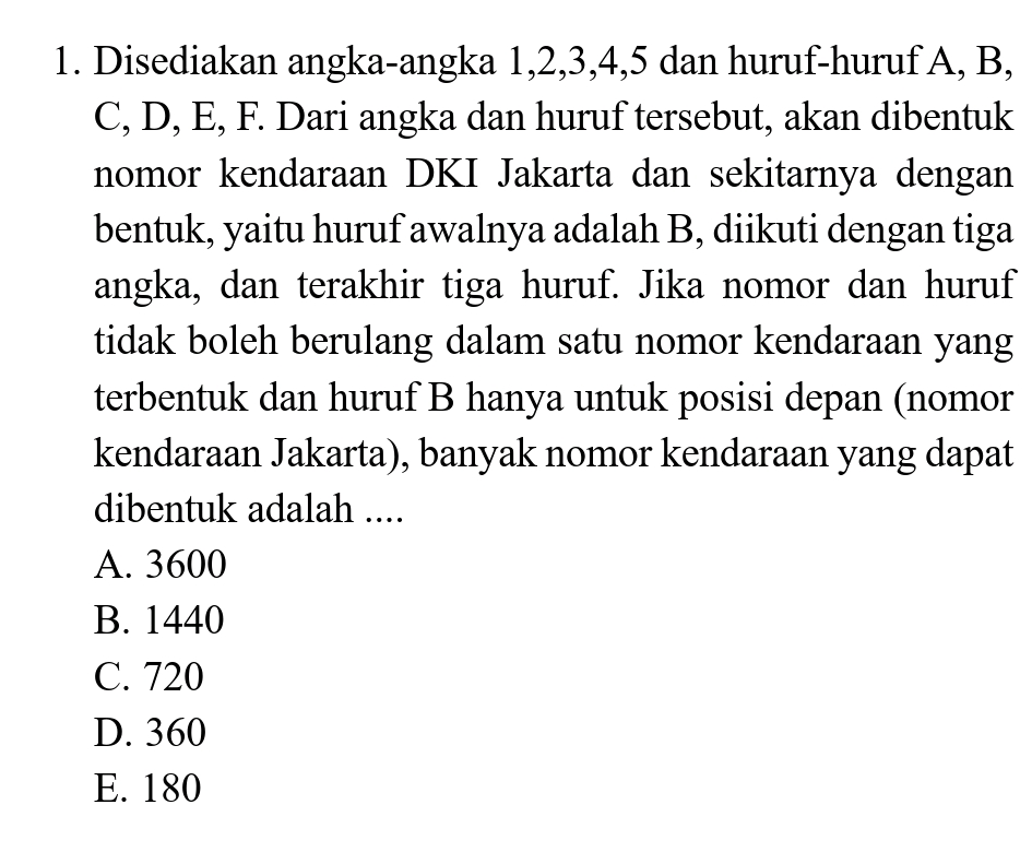 1 Disediakan angka-angka 12345 dan | StudyX