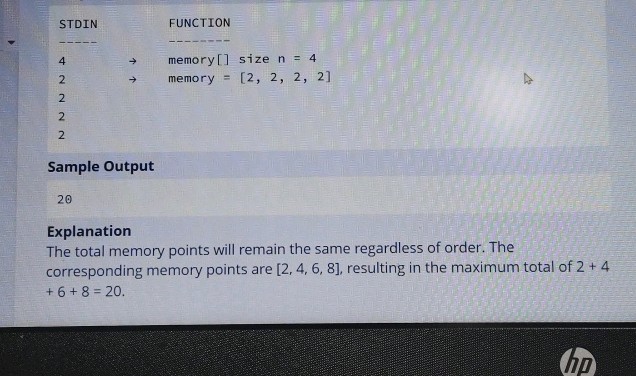 STDIN 4 2 2 2 2 Sample Output 20 FUNCTION | StudyX